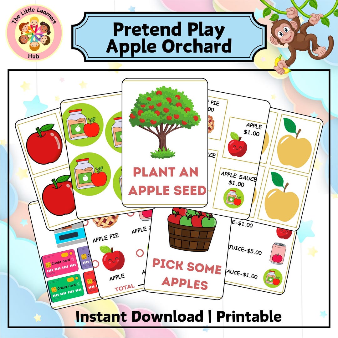 Apple Orchard Pretend Play-fall Harvest Dramatic Play Kit for Kids ...