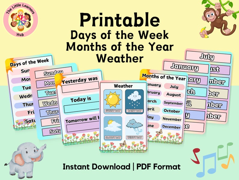 Pastel Printable Days of the Week Charts | Morning Board Circle Time ...