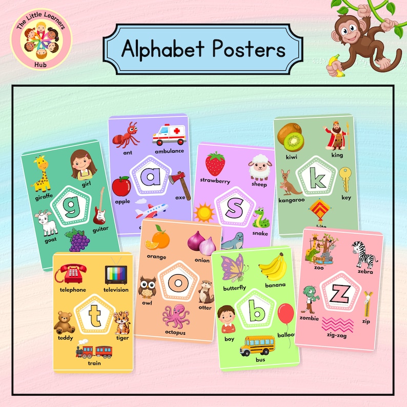 Carteles del Alfabeto Imprimibles para Preescolar / Tabla de ...