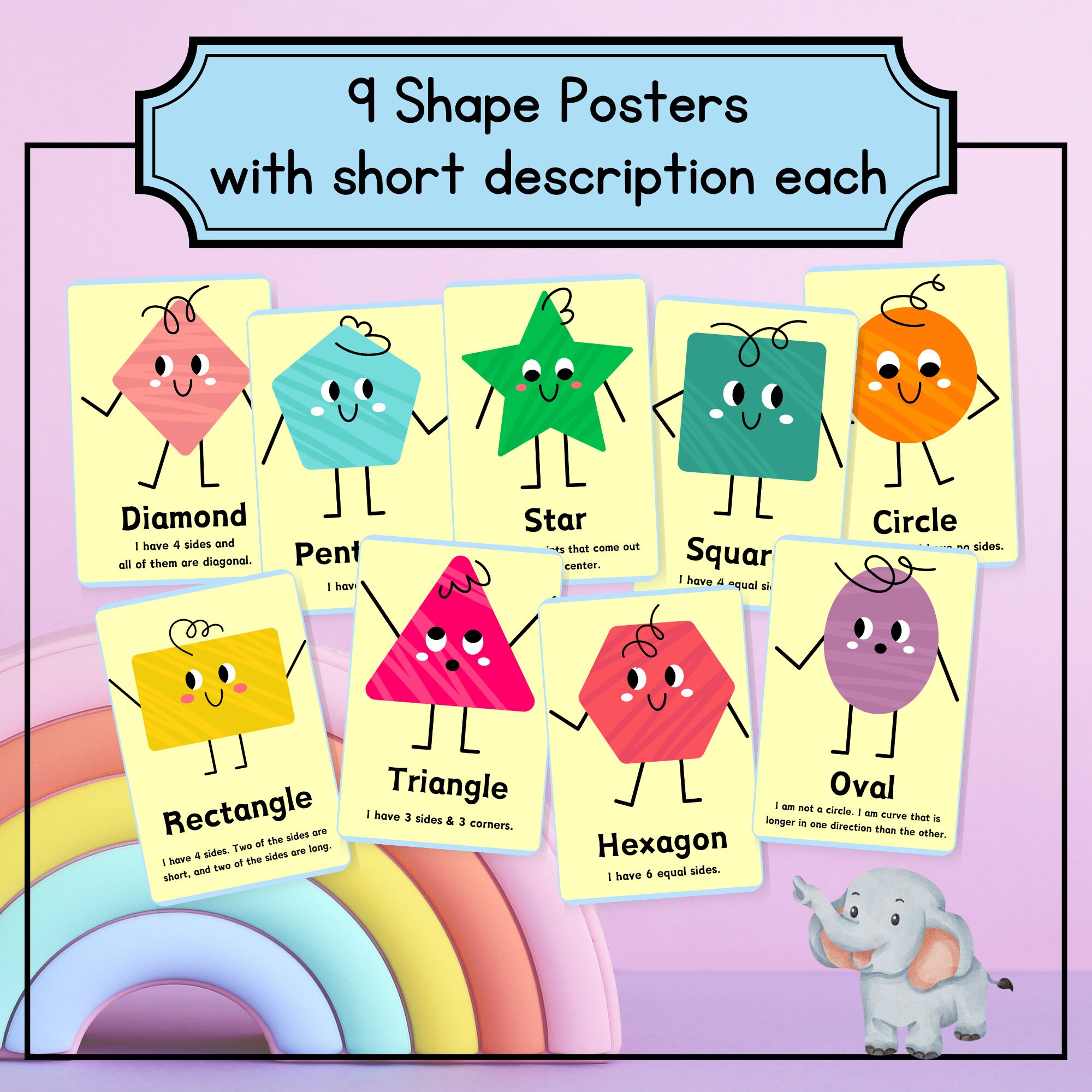 Fun Shapes Printable Pack Kids Learning Activities Preschool Montessori ...