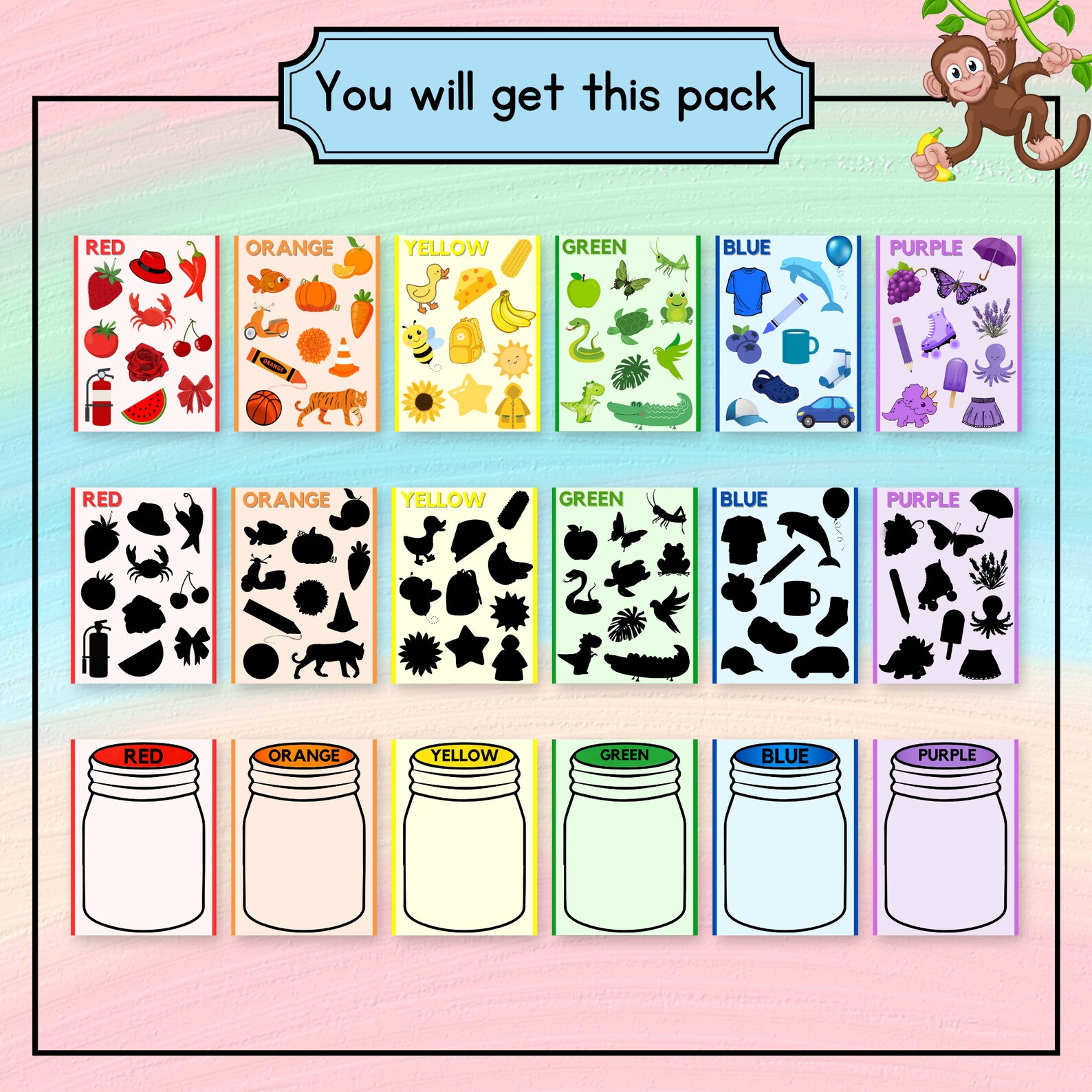 Interactive Color Matching Sorting Game Activity Printable Educational ...