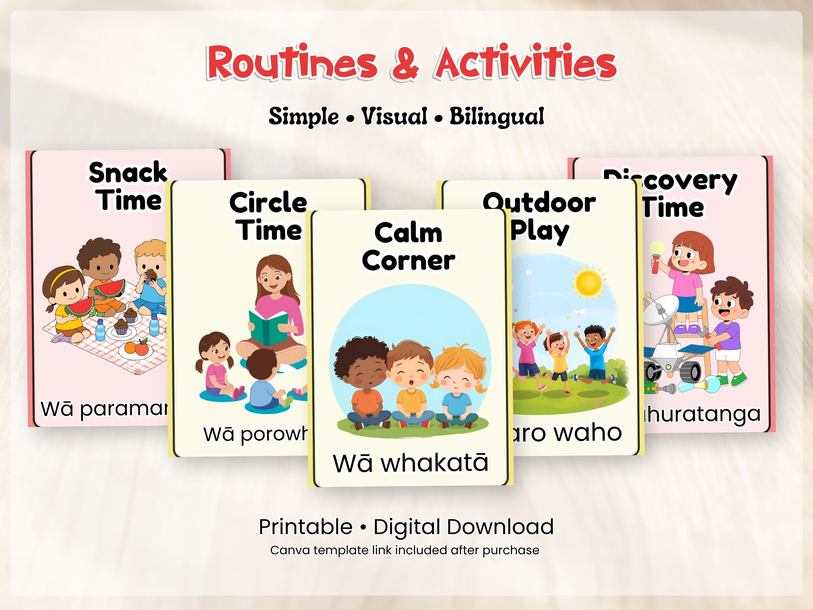 Visual Cards for Routines and Activities | Bilingual English & Te Reo ...