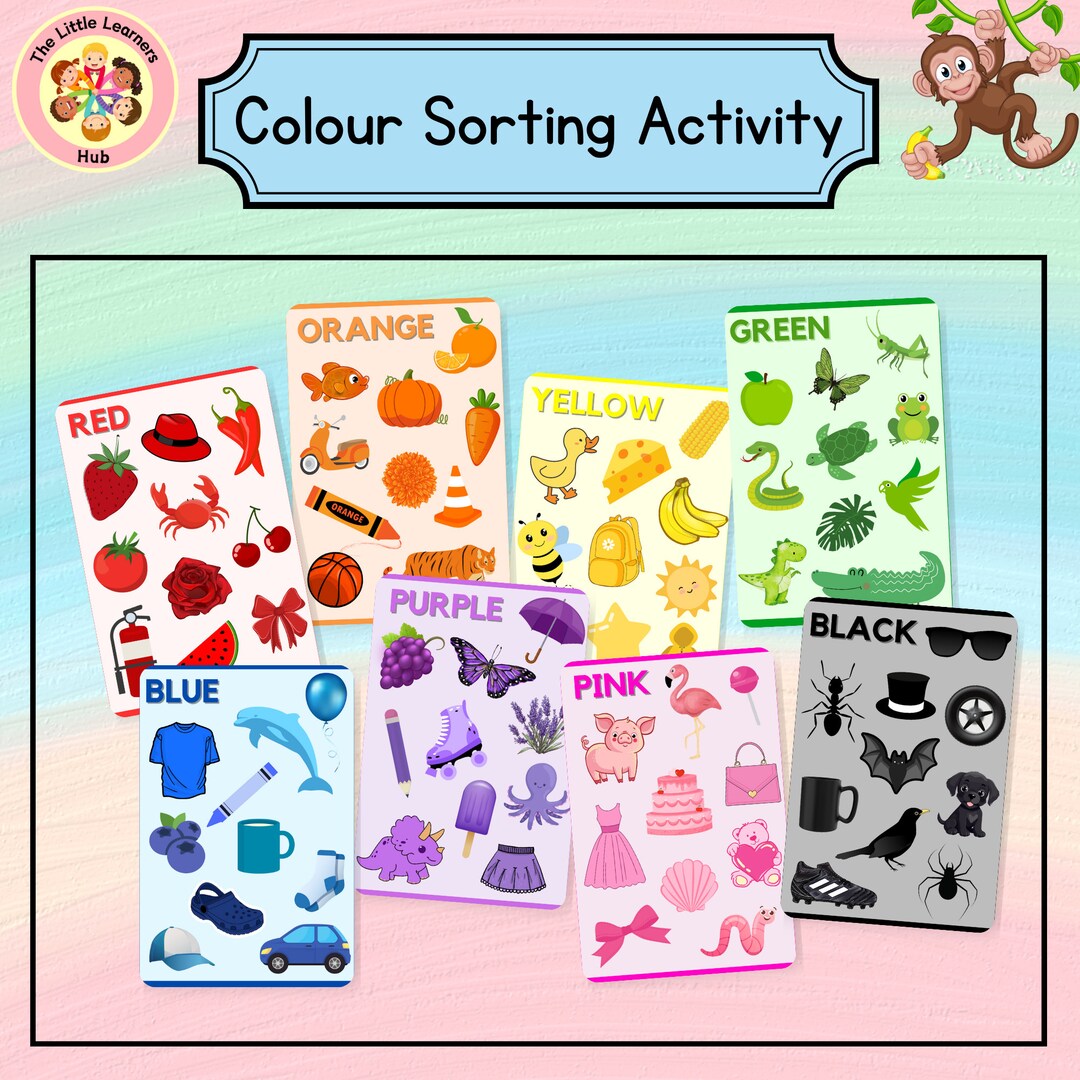Interactive Color Matching Sorting Game Activity Printable Educational ...