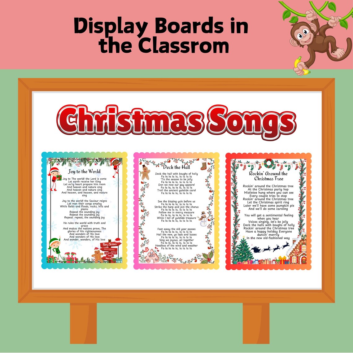 Christmas Song Chart: Printable Holiday Music, Nursery Decor (digital ...