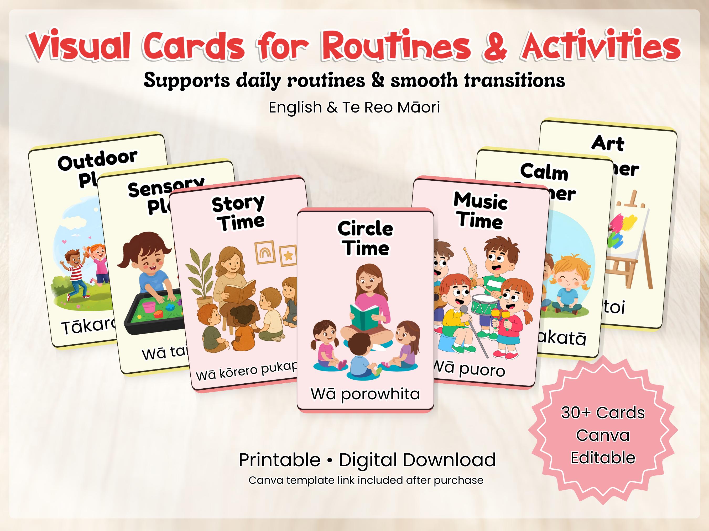Visual Cards for Routines and Activities | Bilingual English & Te Reo ...