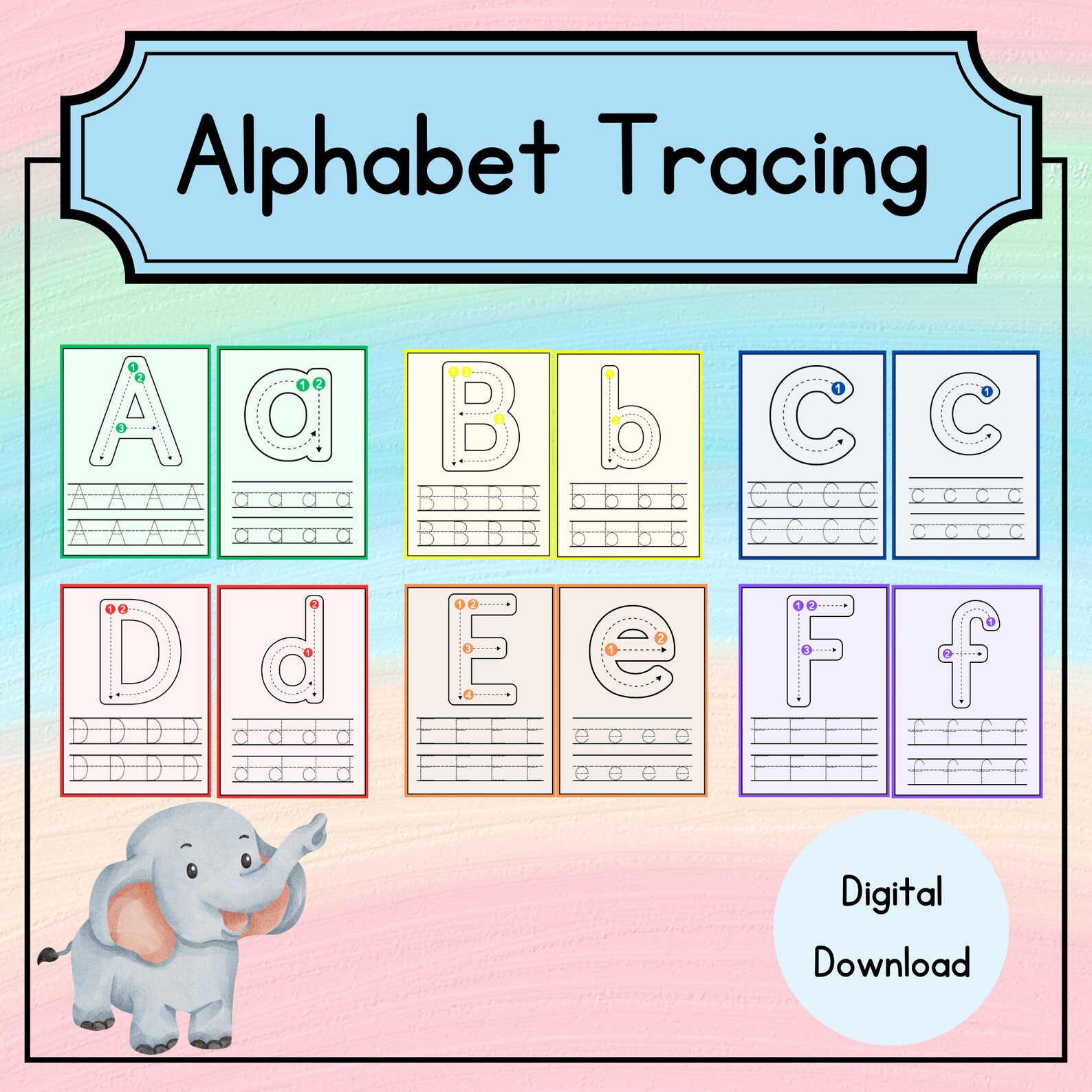 Alphabet Tracing Letters: Preschool Learning Worksheets (digital ...