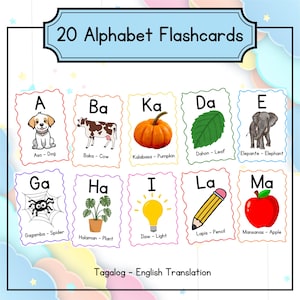 Tagalog-english Bilingual Flashcards for Kids | Abakada Alphabet ...