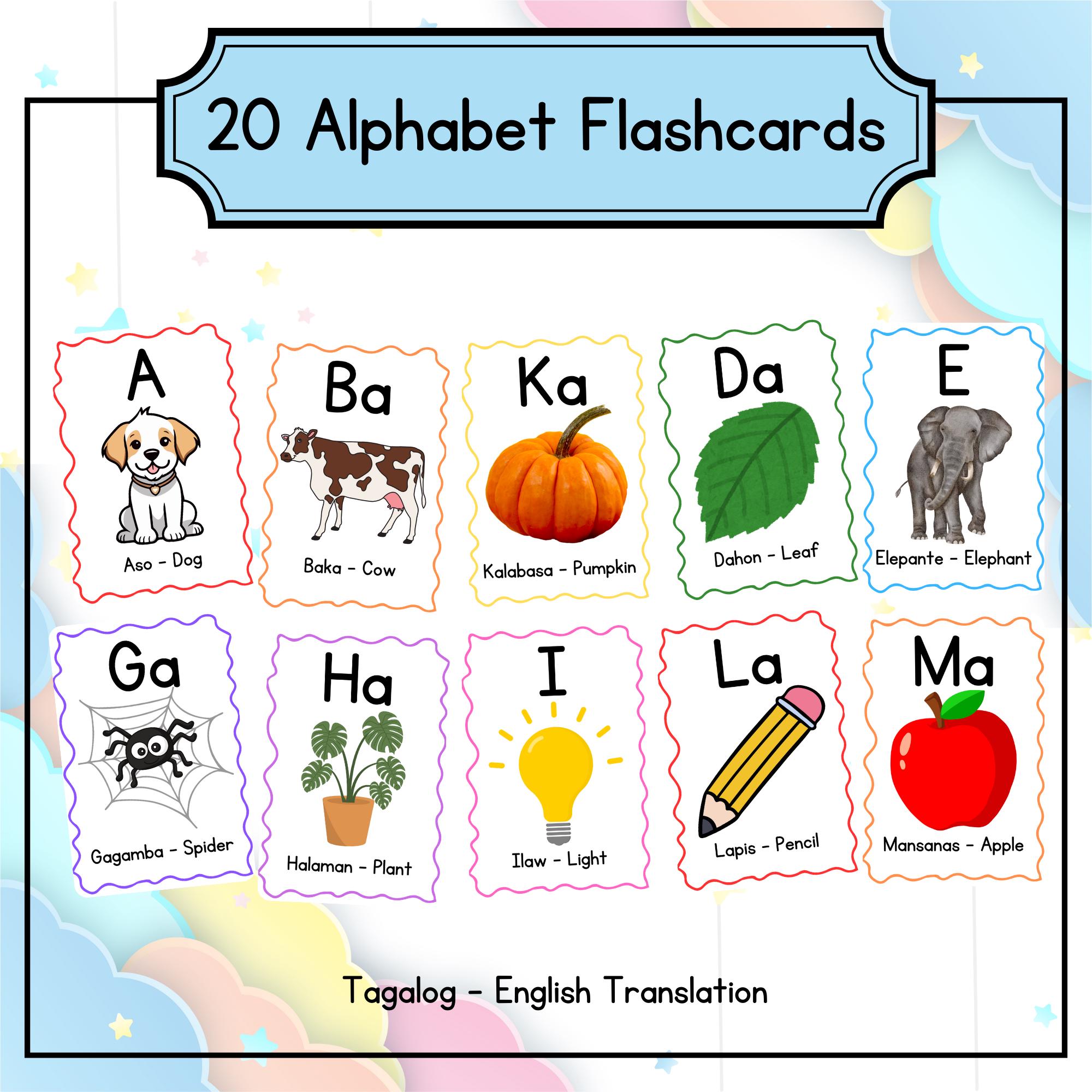 Tagalog-english Bilingual Flashcards for Kids | Abakada Alphabet ...