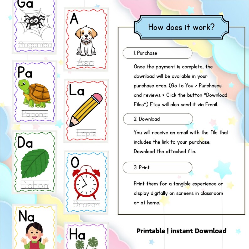 Tagalog-english Bilingual Flashcards for Kids | Abakada Alphabet ...