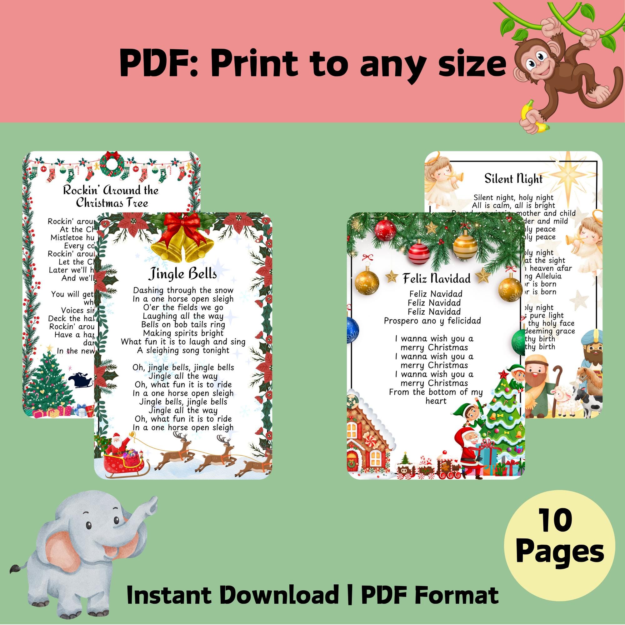 Christmas Song Chart: Printable Holiday Music, Nursery Decor (digital ...