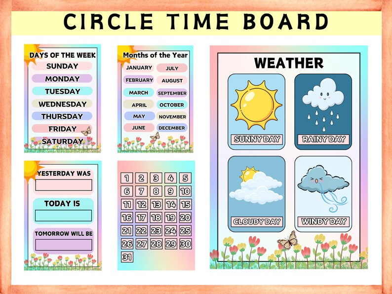 Pastel Printable Days of the Week Charts | Morning Board Circle Time ...