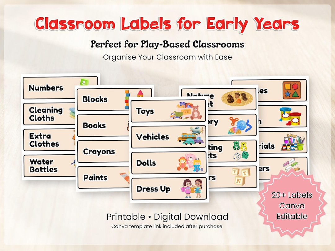 Classroom Labels for Early Years | Editable Classroom Labels | Play ...
