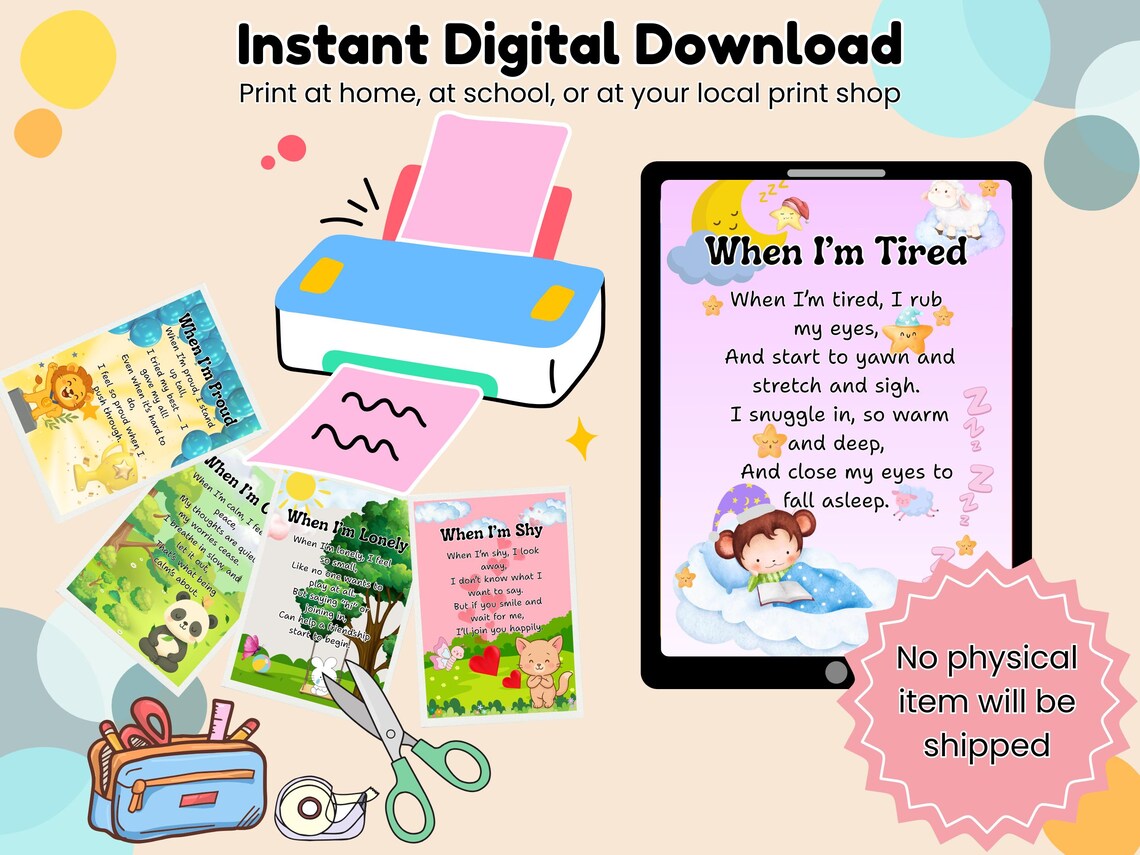 Emotion Poems Posters: SEL Classroom Decor for Kids (PDF & PNG Bundle ...
