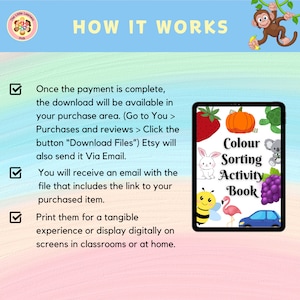 Interactive Color Matching Sorting Game Activity Printable Educational ...