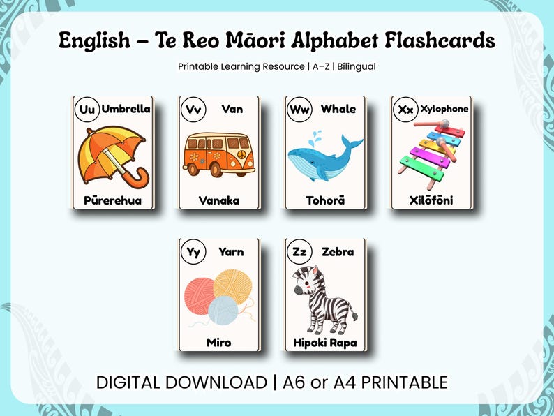 Te Reo Māori/maori Alphabet Flashcards | Bilingual ABC Cards Pastel ...