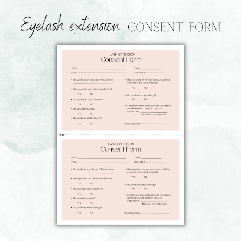 Eyelash Extension Consent Form - Canva Template - Professional and Customizable! - Etsy