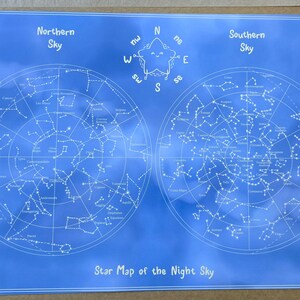 Printable Children's Educational Map of Stars and Constellations; 88 ...
