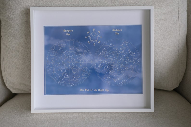 Printable Children's Educational Map of Stars and Constellations; 88 ...