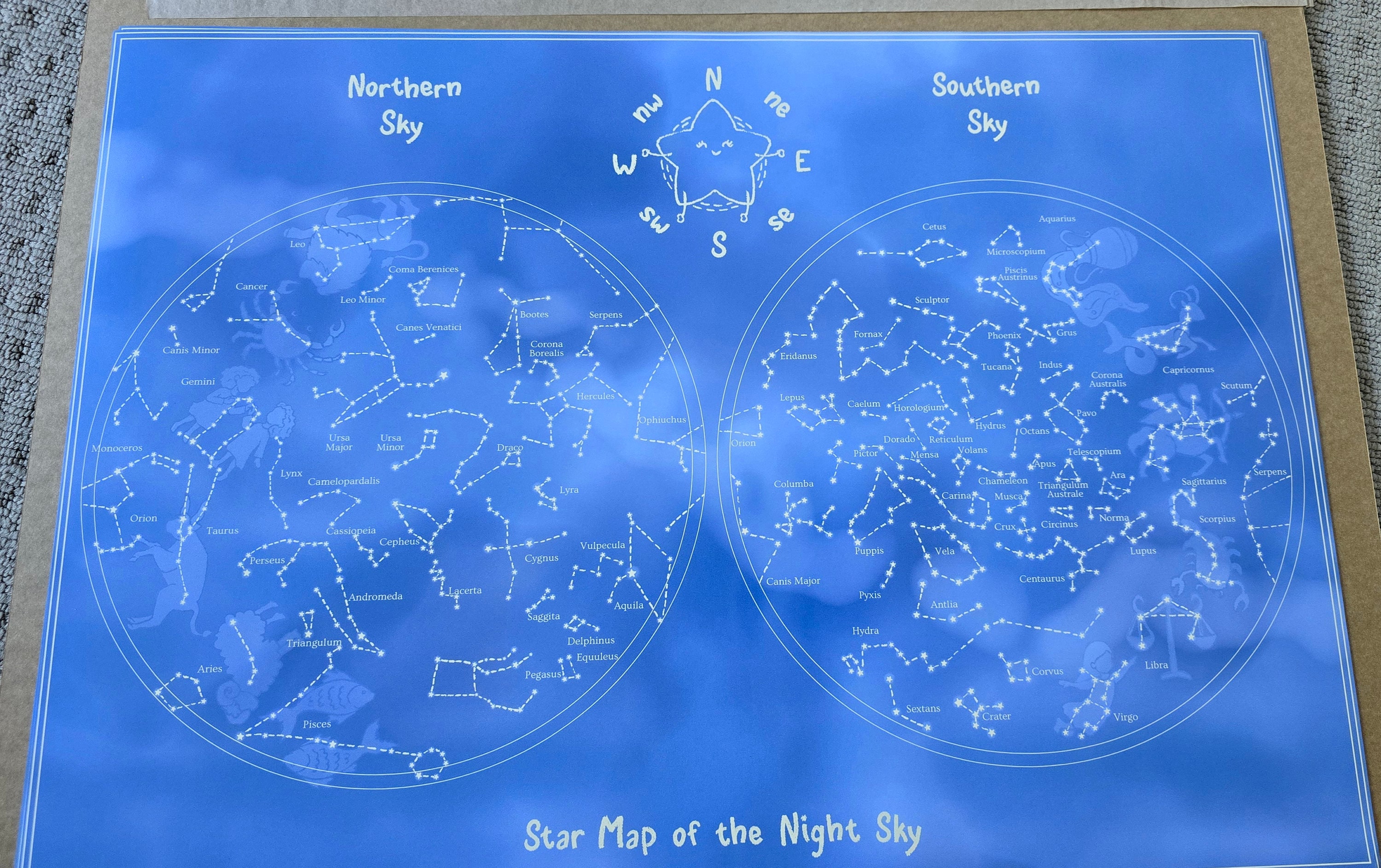 Printable 88 Constellations Children's Map of Constellations and ...