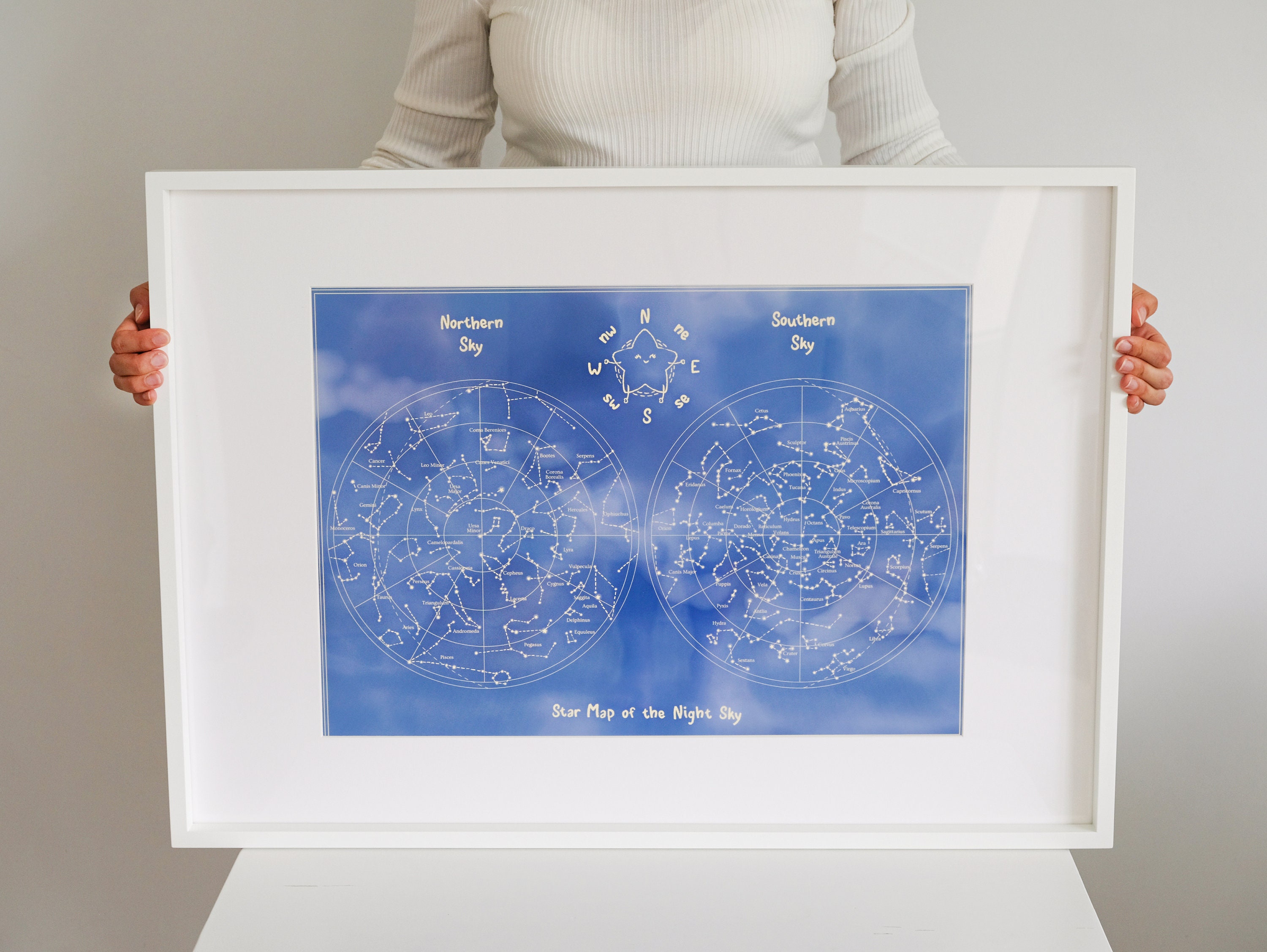 Printable Children's Educational Map of Stars and Constellations; 88 ...