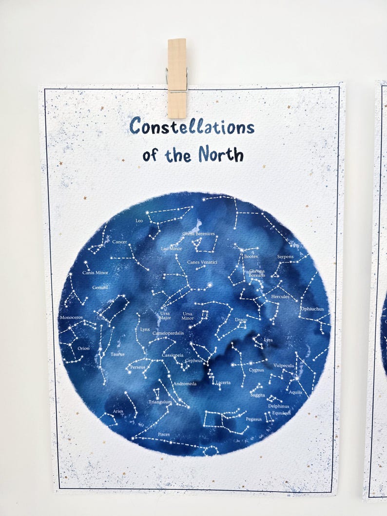 Printable Maps of Constellation Hemispheres; Constellation Art; 88 Constellations ...