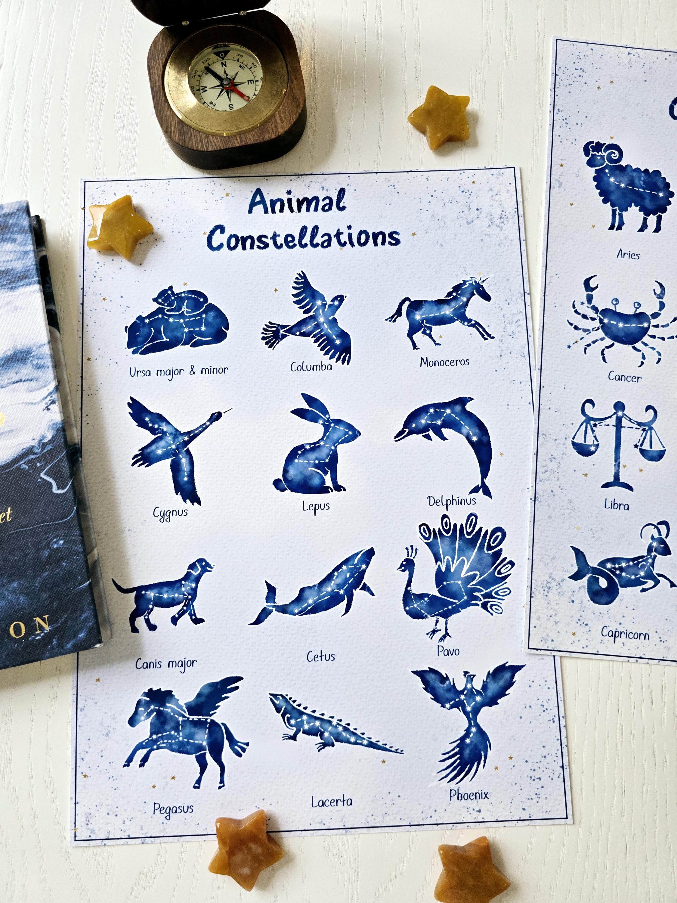 Printable Set of 2 Constellation Prints, 24 Constellations for Kids ...
