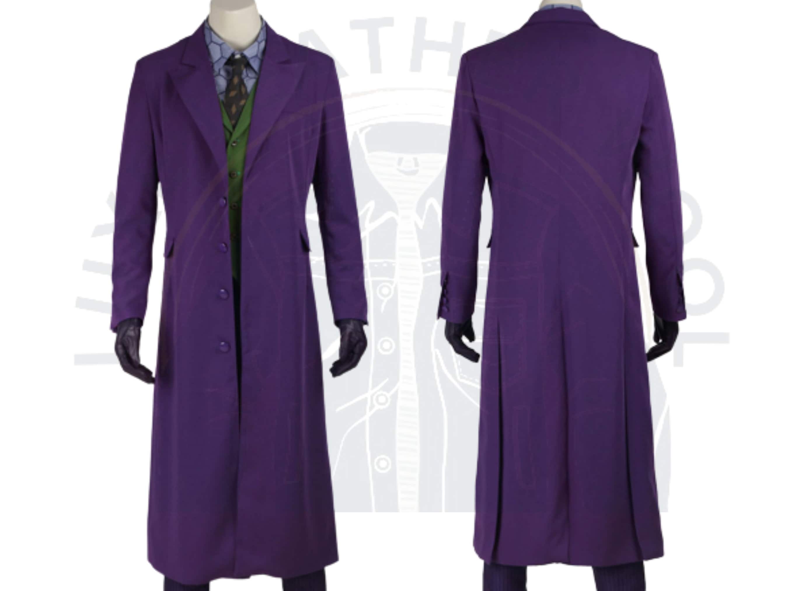 Men's Wool Joker Overcoat, Dark Knight Gothic Joker Coat, Heath Ledger ...
