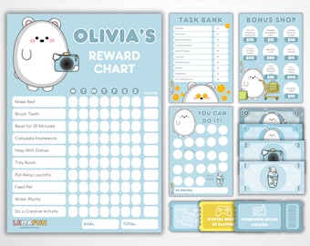 Editable Reward Chart Bundle for Kids Digital Download With ...