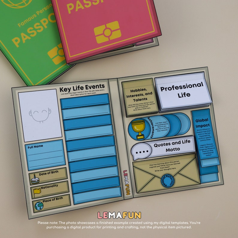 Interactive Biography Lapbook Printable | History Project Template for ...