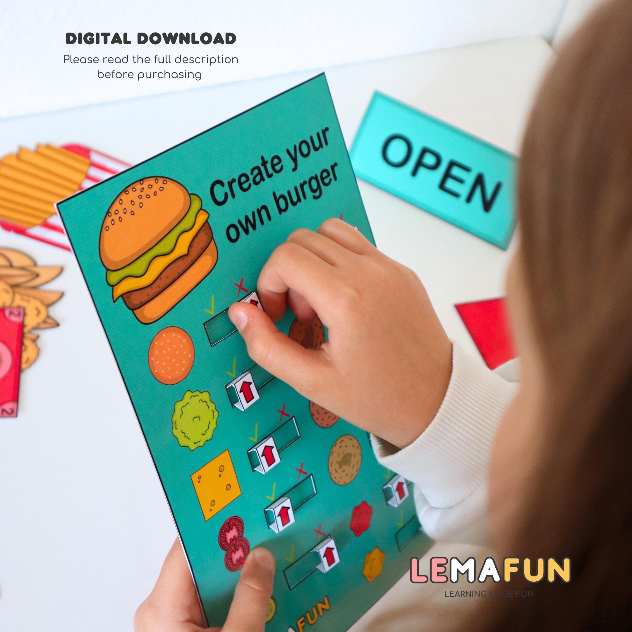 Fast Food Pretend Play Kit - Printable DIY Children's Activity, Fun ...