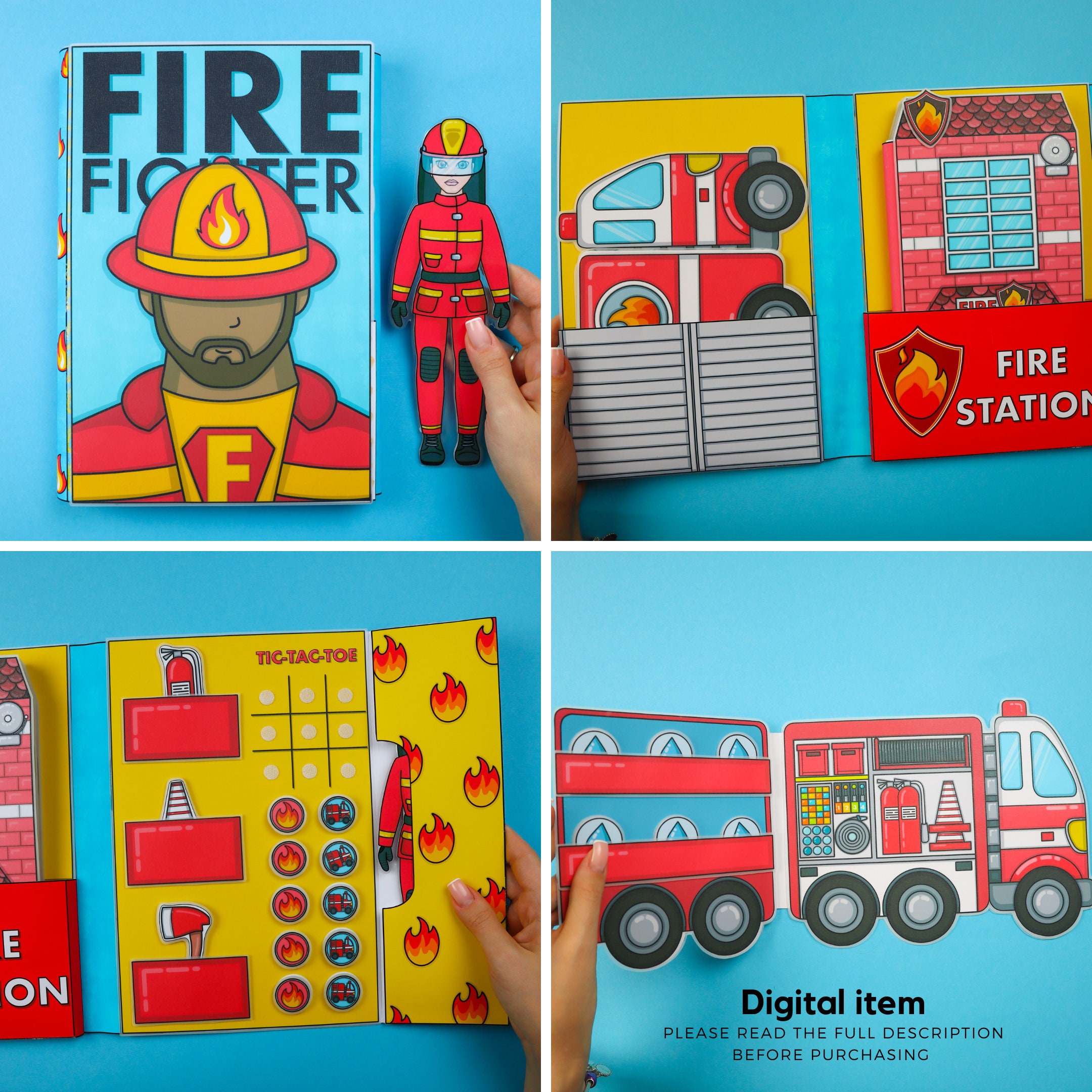 Printable DIY Project Fire Station With Fire Fighters Paper Dolls Busy ...