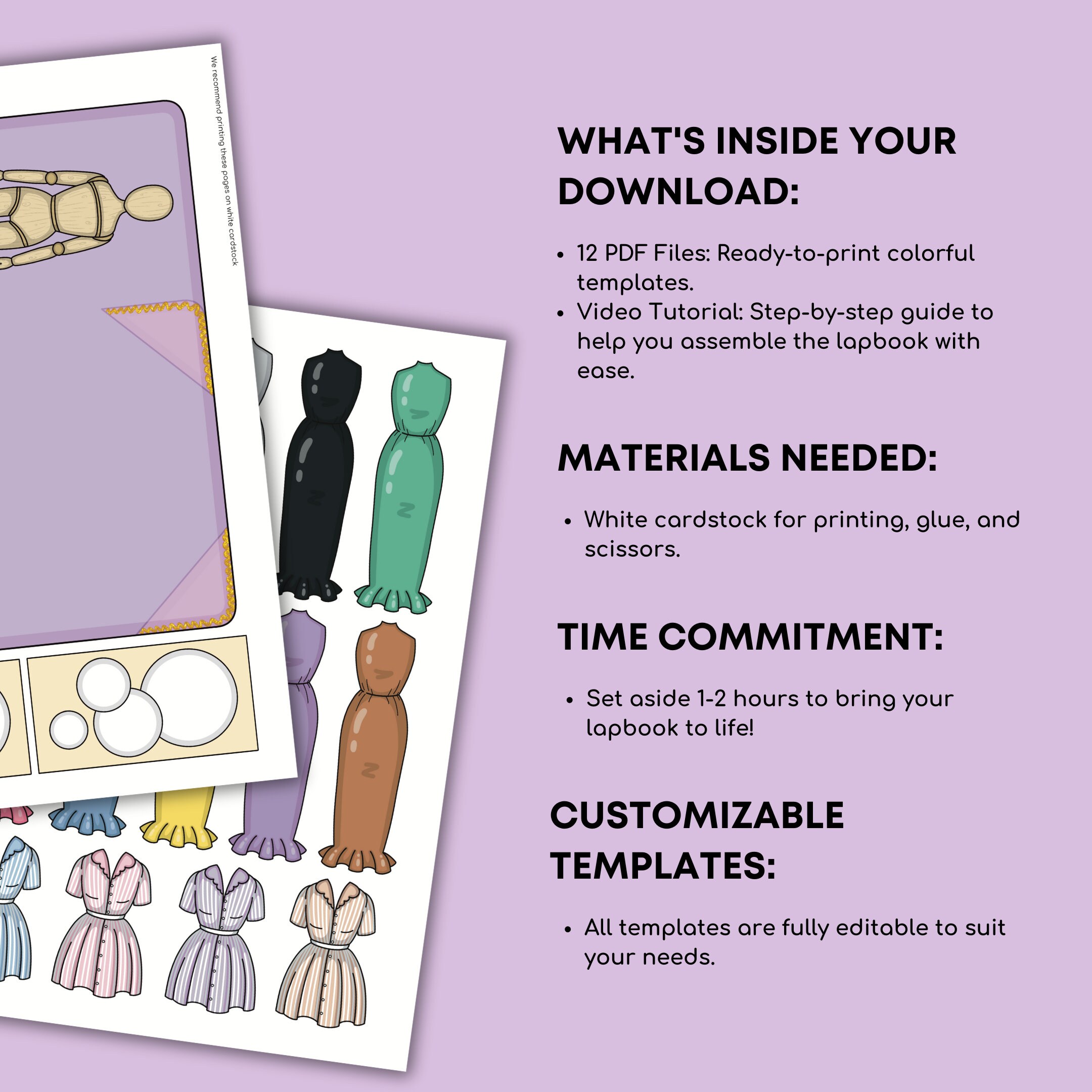 Fashion Designer Lapbook: Printable DIY Clothing Design Kit for Kids ...