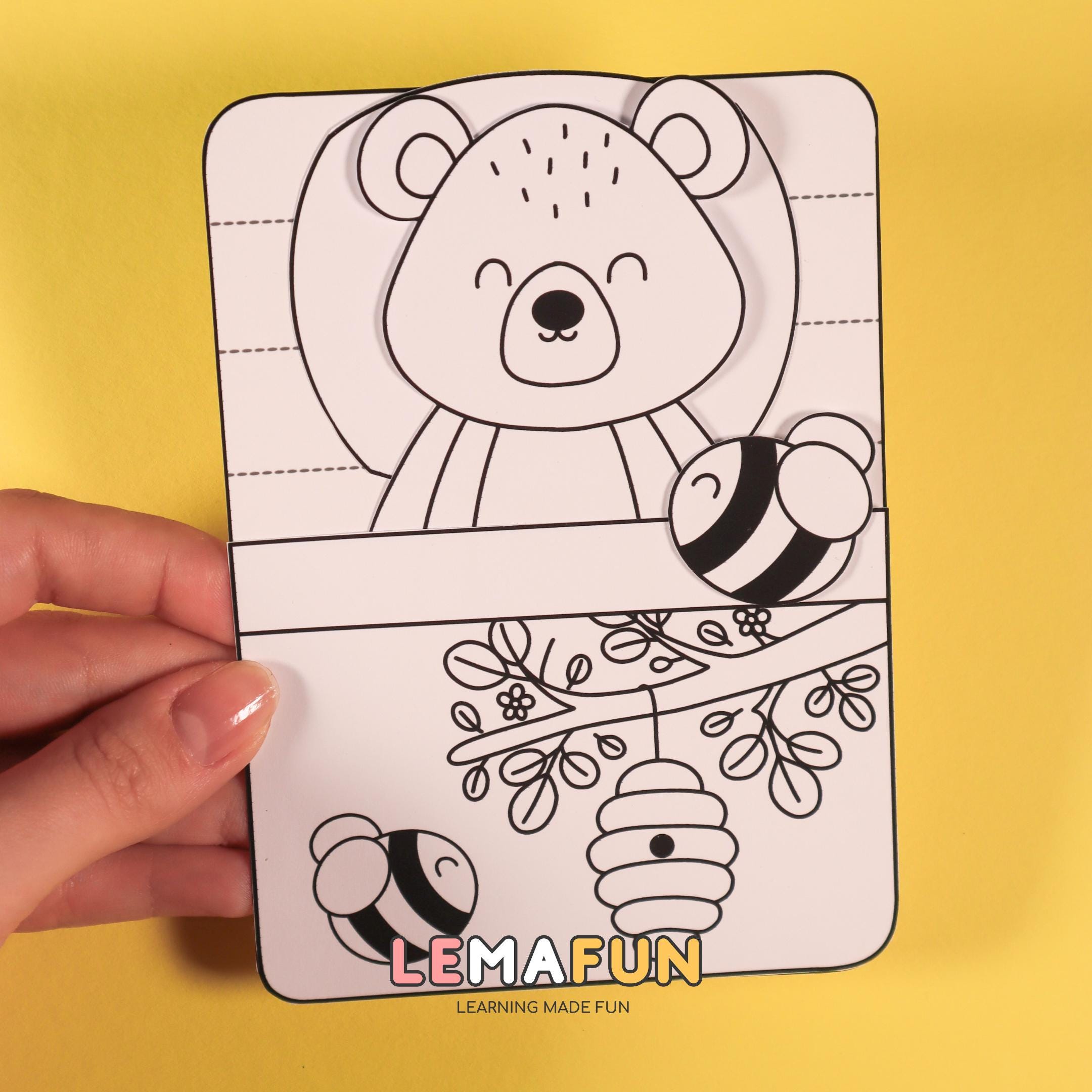 Printable Craft Kit - DIY Paper Toy Bear Template for Kids, Easy Home ...