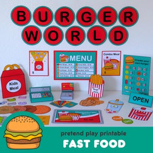 Fast Food Pretend Play Kit - Printable DIY Children's Activity, Fun ...