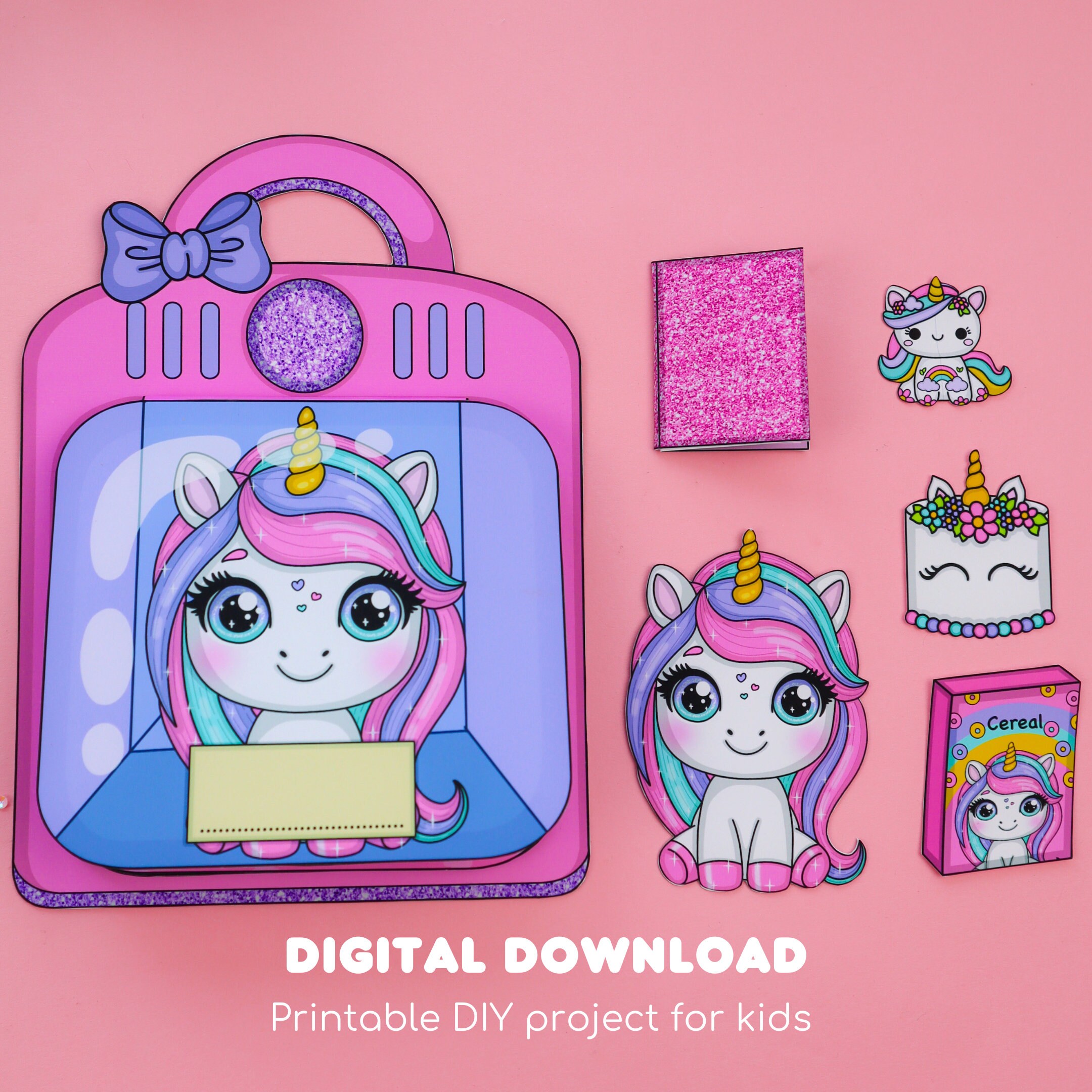 DIY Unicorn & House Paper Toy - Printable PDF Craft Kit for Kids 5-10 ...