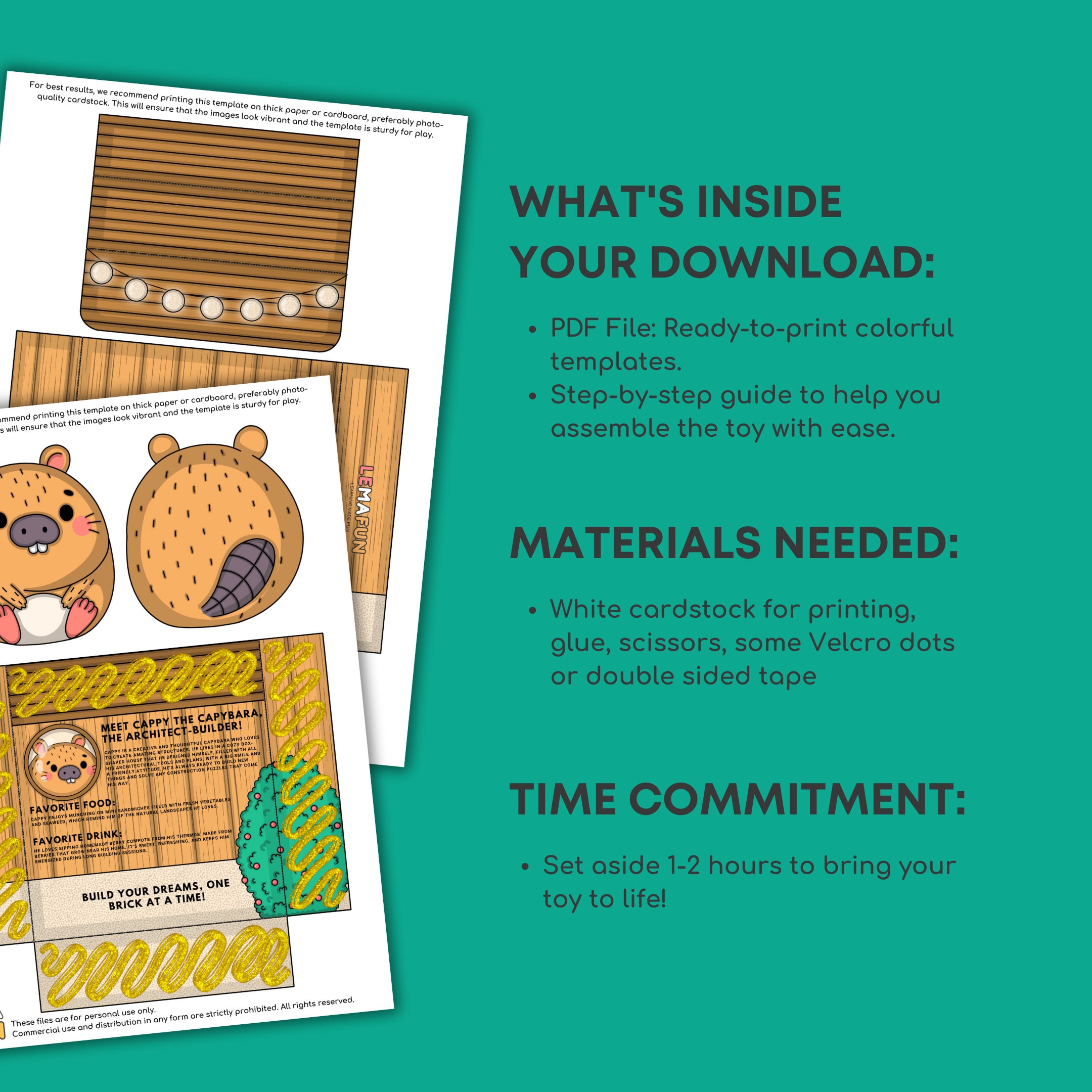 Printable Capybara House Craft Kit - DIY Paper Toy Template for Kids ...