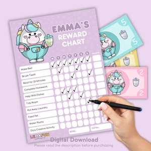 Editable Reward Chart Bundle for Kids - Digital Download With ...