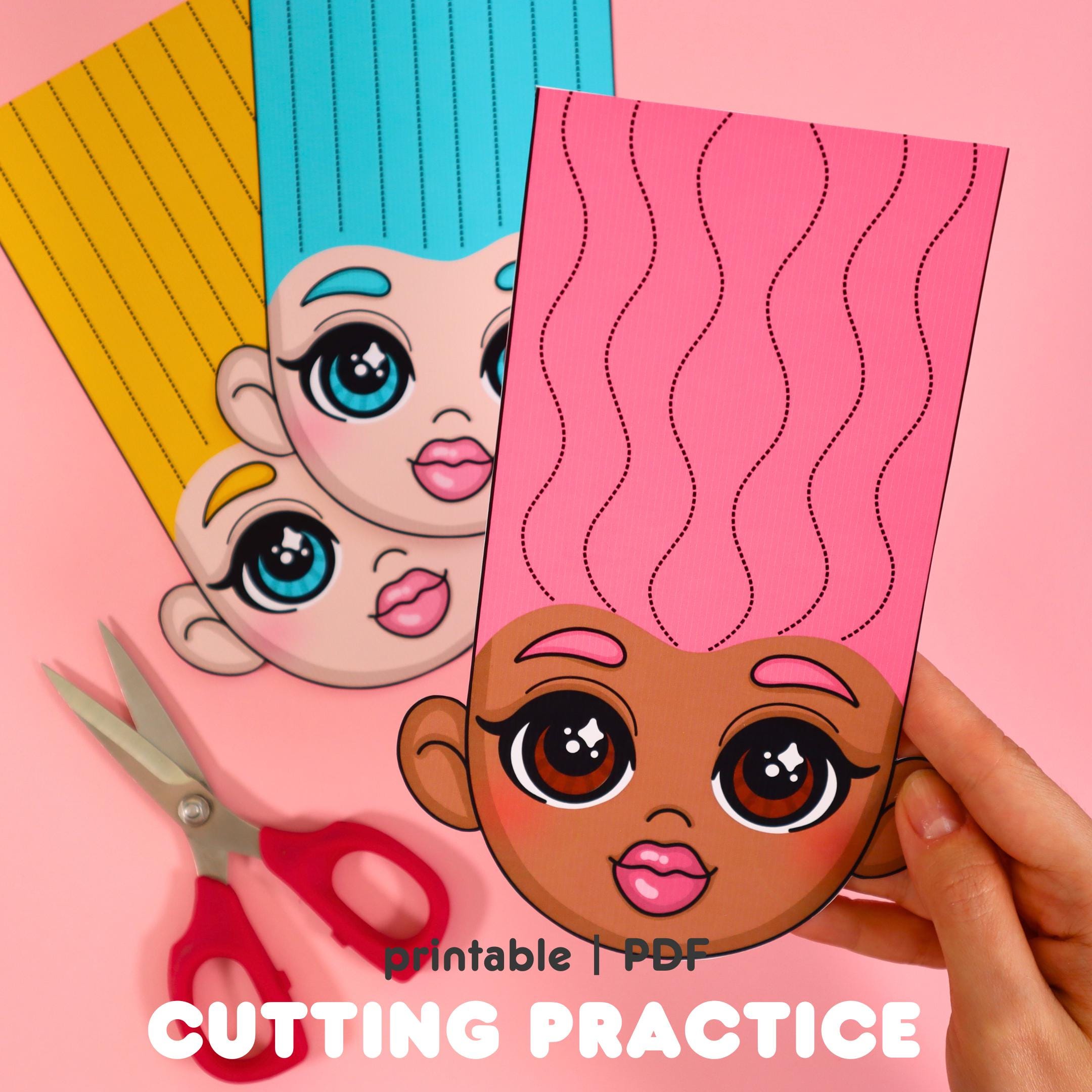 Printable Haircut Dolls – Scissor Skills Practice for Kids | Fine Motor ...