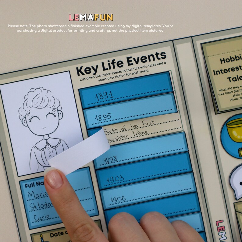 Printable Biography Lapbook Template for Kids 9-12 Years Digital PDF ...