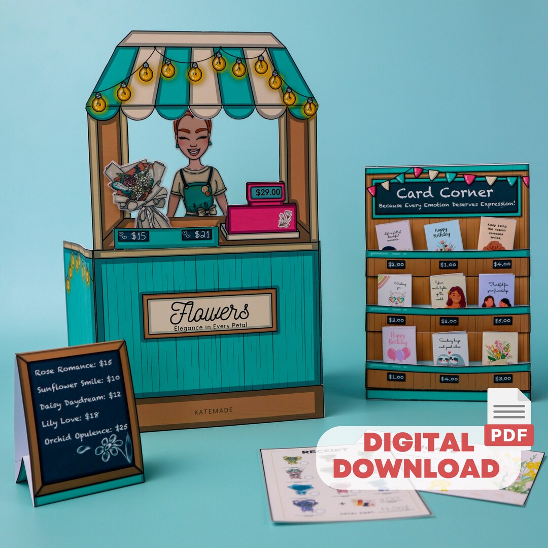 Printable Flower Shop Paper Craft & Activities for Kids PDF Instant ...