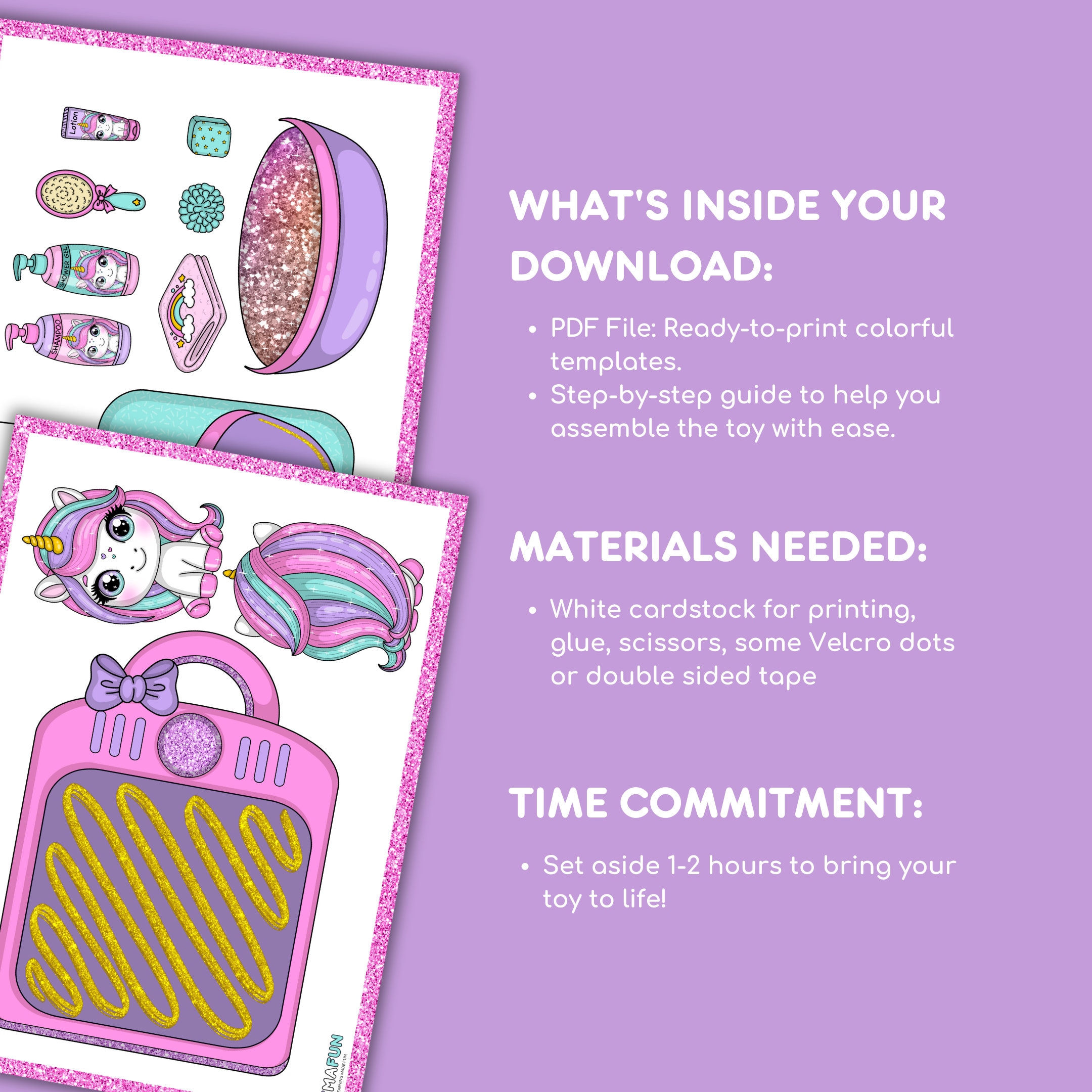 DIY Unicorn & House Paper Toy - Printable PDF Craft Kit for Kids 5-10 ...