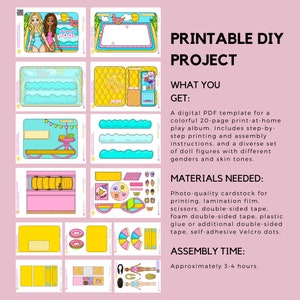 Printable DIY Project Swimming Pool With Paper Dolls Busy Book ...