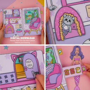 Printable DIY Project Mermaid Dollhouse With Paper Dolls Busy Book ...