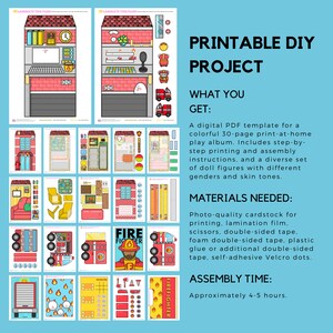 Printable DIY Project Fire Station With Fire Fighters Paper Dolls Busy ...