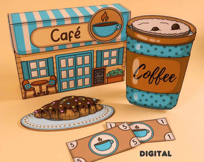 Cafe Kit Pretend Play - Printable DIY Children's Activity, Fun Home ...