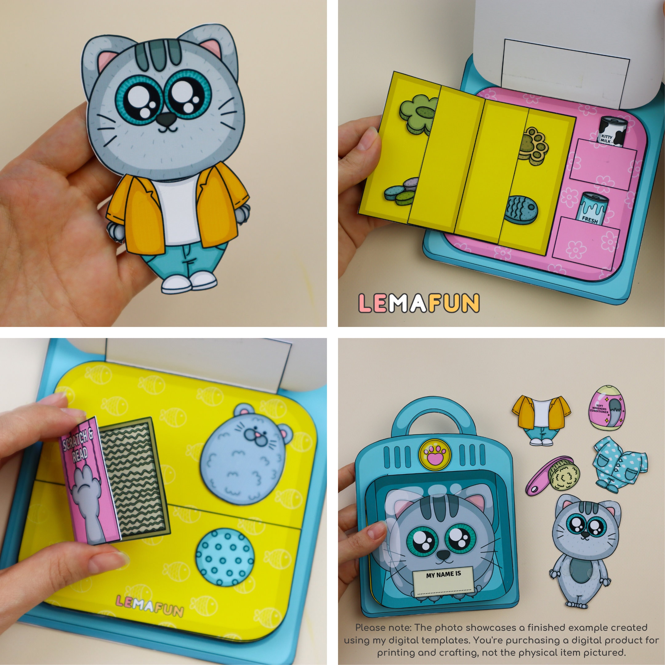 DIY Cat & House Paper Toy - Printable PDF Craft Kit for Kids 5-10 Years ...