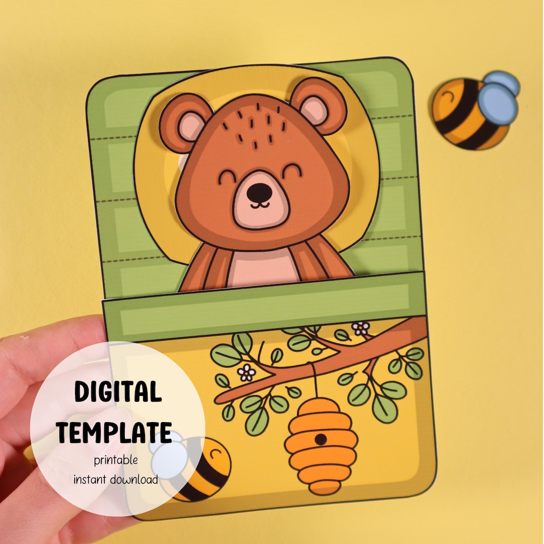 Printable Craft Kit - DIY Paper Toy Bear Template for Kids, Easy Home ...