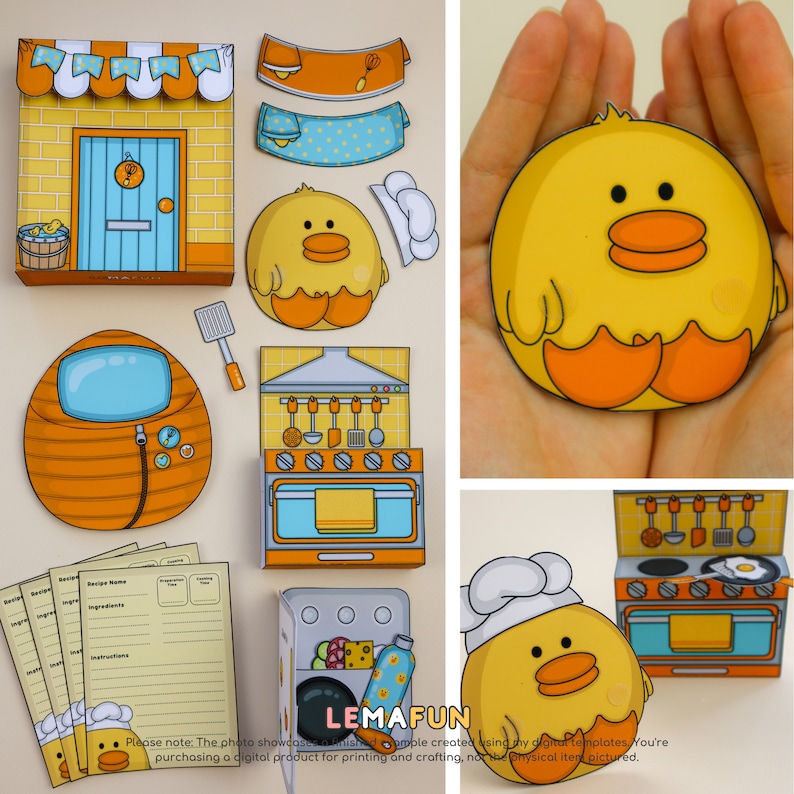 DIY Paper Duck Toy Template - Easy Craft for Kids, Printable Toy Making ...