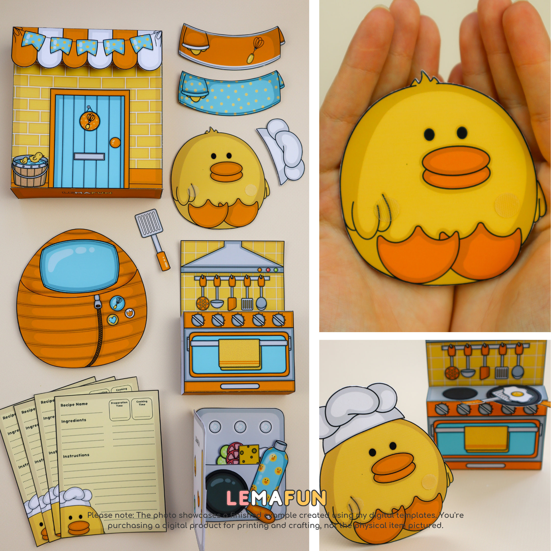 DIY Paper Duck Toy Template Easy Craft for Kids, Printable Toy Making ...