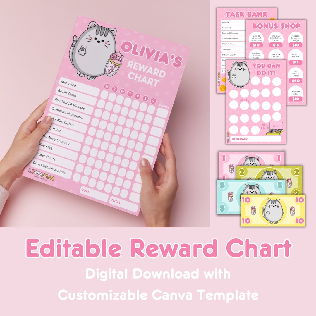 Editable Reward Chart Bundle for Kids - Digital Download With ...